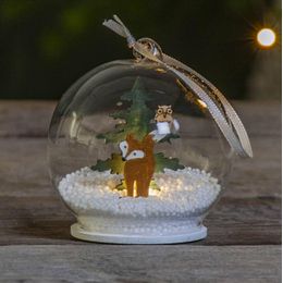 STAR TRADING LED-Glaskugel Forest Friends Fuchs und Eule