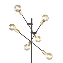 Trio Stehlampe Cross in trendigem Schwarz-Gold-Design