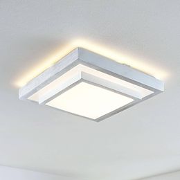 LINDBY Mirco LED-Alu-Deckenlampe, eckig, 37,5 cm