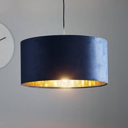 Maco Design Pendelleuchte Salina Seidenstoff blau/gold Ø 50cm