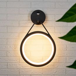 LUCANDE LED-Außenwandlampe Mirco mit Sensor, ringförmig