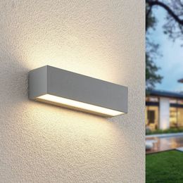 LUCANDE LED-Außenwandlampe Lengo, 25 cm, silber, 2-flg., Alu