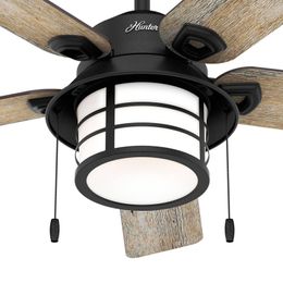 Hunter Santorini Ventilator m. Licht, holz/schwarz