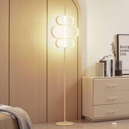 LUCANDE LED-Stehleuchte Audrina, beige, Metall, dimmbar