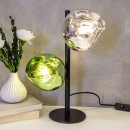 ECO-Light Tischleuchte Canopus grün/silbern Höhe 40 cm 2-flg. Glas E14