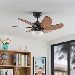 LINDBY Deckenventilator mit Licht Minja schwarz leise 78 cm