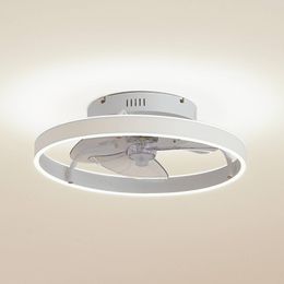 LINDBY LED-Deckenventilator Momitu, weiß, leise, Ø 14 cm