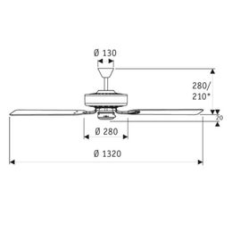 CasaFan Deckenventilator Classic Royal 132 braun/nussbaum