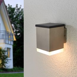 LINDBY LED-Solar-Außenwandleuchte Tyson, eckig, satiniert