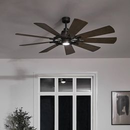 Kichler LED-Deckenventilator Gentry 65 weiß/walnuss dunkel