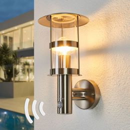 LINDBY Sensor-Außenwandlampe Noemi aus Edelstahl