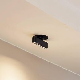 LINDBY LED-Deckeneinbauleuchte Eldrin, schwarz, Alu, 13,1cm