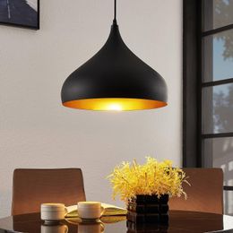 LINDBY Pendellampe Ritana, schwarz-gold, Aluminium, 2er-Set