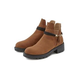 Lascana Chelseaboots camelfarben Gr. 37 für Damen. Mit Band