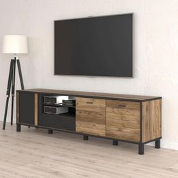 TV-Board FORTE "Hayato" Sideboards Gr. B/H/T: 199,2cm x 56,4cm x 42cm,, beige (schwarz / alpine kiefer) Breite ca. 199 cm