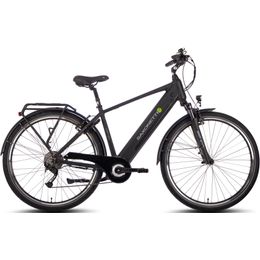 E-Bike SAXONETTE "Comfort Sport" E-Bikes Gr. 48 cm, 28 Zoll (71,12 cm), schwarz (schwarz matt) Pedelec, Elektrofahrrad für Damen u. Herren, Trekkingrad