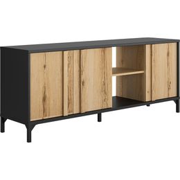 TV-Board GAMI "Esteban" Sideboards Gr. B/H/T: 160cm x 66cm x 40cm, schwarz (schwarz, eiche helvezia, helvezia)