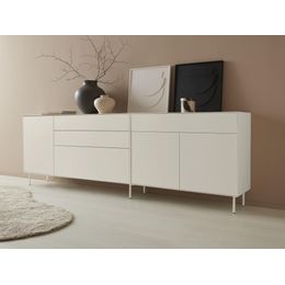 Sideboard LeGer Home by Lena Gercke "Essentials" Sideboards Gr. B/H/T: 279 cm x 90 cm x 42 cm, 4 St., grau (warmgrau) Breite: 279cm, MDF lackiert, Push-to-open-Funktion