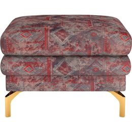 Sit & More Polsterhocker SIT&MORE "Orient" Hocker Gr. B/H/T: 71 cm x 48 cm x 71 cm, Jacquard, quadratisch, rot goldfabene Metallfüße