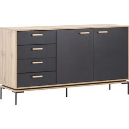 Sideboard LOOKS by Wolfgang Joop "Looks" Sideboards Gr. B/H/T: 154,6 cm x 85,7 cm x 45,0 cm, 4 St., schwarz (eiche landhausfarben, schwarz) Breite 154,6 cm