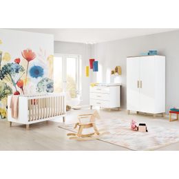 Babyzimmer-Komplettset Pinolino "Lumi" weiß Baby Schlafzimmermöbel-Sets breit; mit Kinderbett, 2-trg. Schrank und Wickelkommode