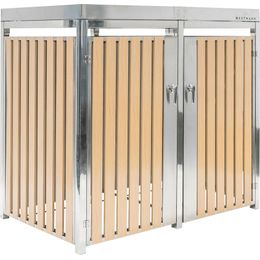 Mülltonnenbox WESTMANN "WMHHWTC-51", grau (grau, braun), B:134cm H:125cm T:84cm, Aufbewahrungsboxen, für 2x240 l, BxTxH: 134x84x125 cm