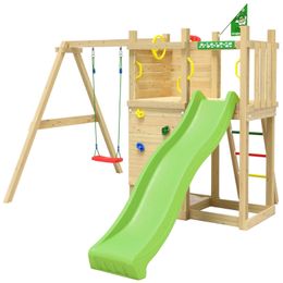 Spielturm Jungle Gym "Deck" Spieltürme grün (hellgrün) Kinder Spielanlage mit Schaukel und Rutsche Wasseranschluss