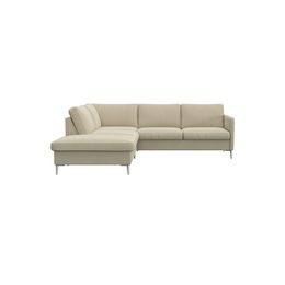 Ecksofa FLEXLUX "Fiore, L-Form", beige (sandy beige), B:234cm H:85cm T:225cm, 100% Polyester, Sofas, Ecksofa, schmale Armlehnen, F&uuml;&szlig;e alufarben, B/T 234/225 cm, Kaltschaum im Sitz