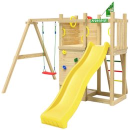 Spielturm Jungle Gym "Deck" Spieltürme gelb Kinder Spielanlage mit Schaukel und Rutsche Wasseranschluss