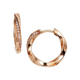 Paar Creolen Jobo Ohrringe Gr. SI = kleine Einschlüsse, Roségold 585-Diamanten, rosegold (roségold 585) Damen 585 Roségold mit 30 Diamanten