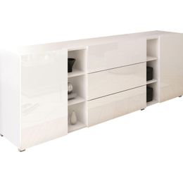 Sideboard Inosign "BERLIN" Sideboards Gr. B/H/T: 190 cm x 66,3 cm x 39,0 cm, 3 St., weiß (weiß matt, hochglanz) Moderne grifflose Kommode Breite 190 cm, offene Fächern Schubladen