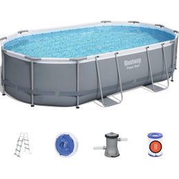 Framepool Bestway "Power Steel™" Schwimmbecken Gr. B/H/L: Breite 488cm x Höhe 107cm x Länge 305cm, 10949 l, grau 488 x 305 107 cm