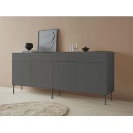 Sideboard LeGer Home by Lena Gercke "Essentials" Sideboards Gr. B/H/T: 224 cm x 90 cm x 42 cm, 2 St., grau (anthrazit) Breite: 224cm, MDF lackiert, Push-to-open-Funktion