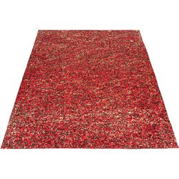 Lederteppich Inosign "Ella" Teppiche Gr. B: 80 cm 1 St., 5 mm, L: 150 cm, rot (goldfarben, rot) Wohnzimmer