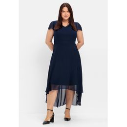 Abendkleid sheego "Große Größen" Gr. 42, Normalgrößen, blau (marine) Damen Kleider Partykleid mit Flügelärmeln