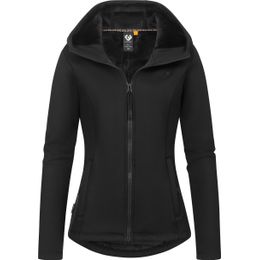 Kapuzensweatjacke Ragwear "Lyshka" Gr. L (40), schwarz Damen Sweatjacken Sportliche weiche und elastische Kapuzenjacke