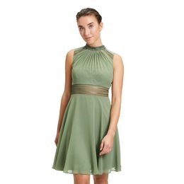 Cocktailkleid Vera Mont "Vera Mont mit Spitzeneinsatz" Gr. 32, Normalgrößen, grün (autumn green) Damen Kleider Aufgesteppte Bänder