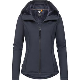 Kapuzensweatjacke Ragwear "Lyshka" Gr. L (40), blau (navy) Damen Sweatjacken Sportliche weiche und elastische Kapuzenjacke