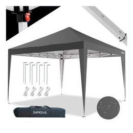 24MOVE&reg; Pavillon Santos 3x3m Pop-Up UV-Schutz 50+ Wasserdicht & winterfest mit Tasche faltbar & stabil, f&uuml;r Camping & Garten Faltpavillon - Partyzelt Grau
