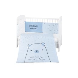 Kikkaboo Kinderbettw&auml;sche B&auml;r 3-tlg. Decke 135 x 95 cm Nestchen Bett 140 x 70 cm blau