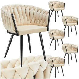 TecTake&reg; Set Esszimmerstuhl, gepolstert, mit Samtbezug, Knotendesign, schlanke Stahlbeine, 60,5 x 55 x 75 cm