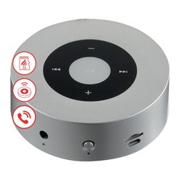 KAMINIO Knister Lautsprecher MORITZ - Kraftvolle Soundbox mit Kaminfeuer-T&ouml;nen, Bluetooth, AUX, Mikrofon, Akku - Silber