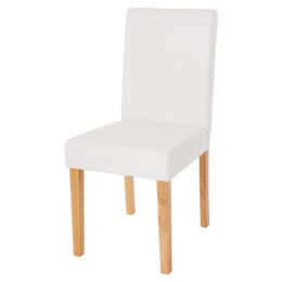 MCW Esszimmerstuhl Littau, K&uuml;chenstuhl Stuhl, Kunstleder ~ wei&szlig; matt, helle Beine