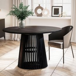 FineBuy Esstisch rund &Oslash; 120 Massivholz Schwarz Esszimmertisch Design K&uuml;chentisch massiv
