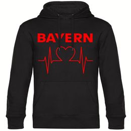 multifanshop Kapuzen Sweatshirt - Bayern - Herzschlag - Druck rot - Hoodie