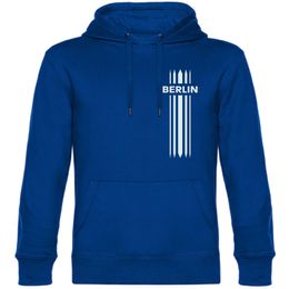multifanshop Kapuzen Sweatshirt - Berlin blau - Streifen - Druck wei&szlig; - Hoodie