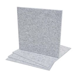 4er-Set Akustikwandpaneel MCW-L52, Wandpaneele Akustikplatten, schalld&auml;mmend 1qm Fl&auml;che 50x50cm ~ hellgrau