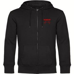 multifanshop Kapuzen Sweatshirt Jacke - Frankfurt - Herzschlag - Druck rot - Sweat
