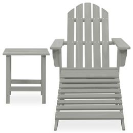 vidaXL Adirondack-Gartenstuhl mit Fußstütze & Tisch Tannenholz Grau