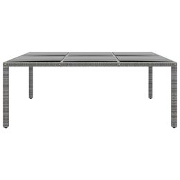 vidaXL Gartentisch 200x150x75 cm Hartglas und Poly Rattan Grau